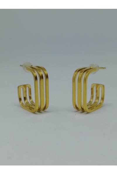 Eke Butik 3lü Köşeli Halka Küpe