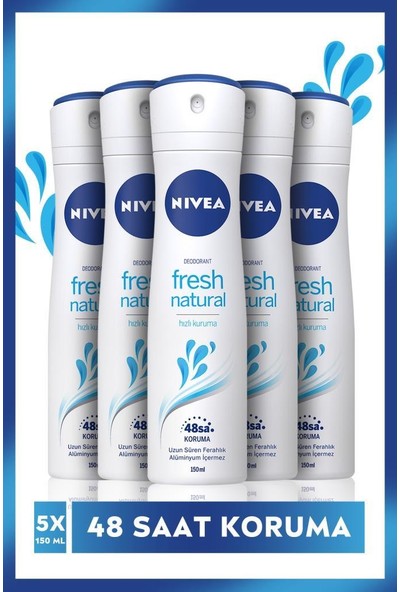 Nivea Kadın Sprey Deodorant Fresh Natural 48 Saat Deodorant Koruması 150 ml x 5 Adet Nivea Kadın Sprey Deodorant Fresh Natural 48 Saat Deodorant Koruması 150 ml x 5 Adet