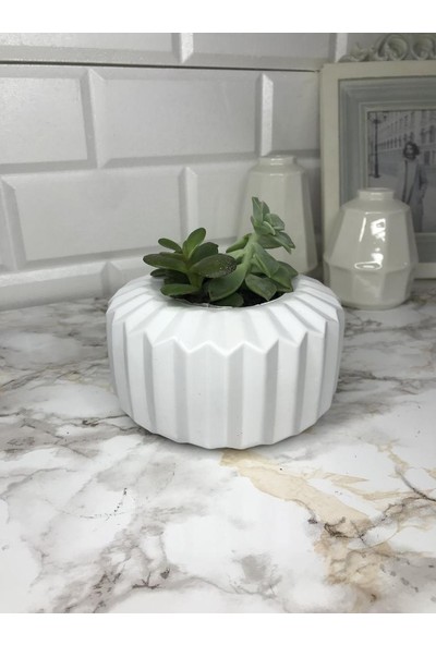 Parla Dekoratif Geometrik Saksı Beyaz Ons PS3889