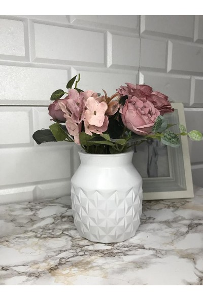 Parla Dekoratif Desenli Saksı Beyaz Venüs PS3898