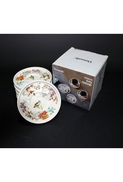 Benante Kuş Figürlü 6 Parça Çay Tabağı