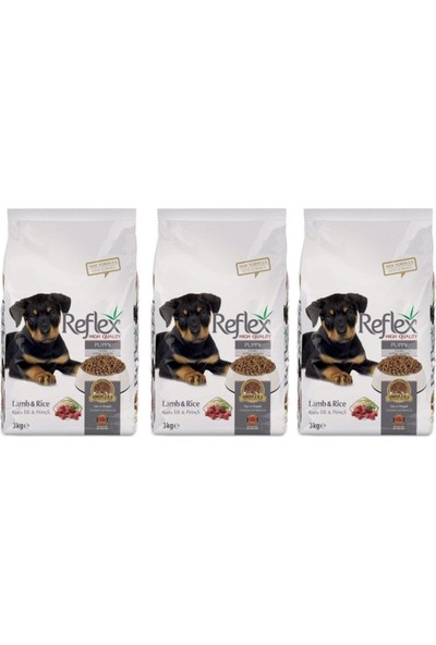 Reflex Kuzu Etli ​​&​​ Pirinçli Yavru Köpek Maması 3 kg x 3 Adet