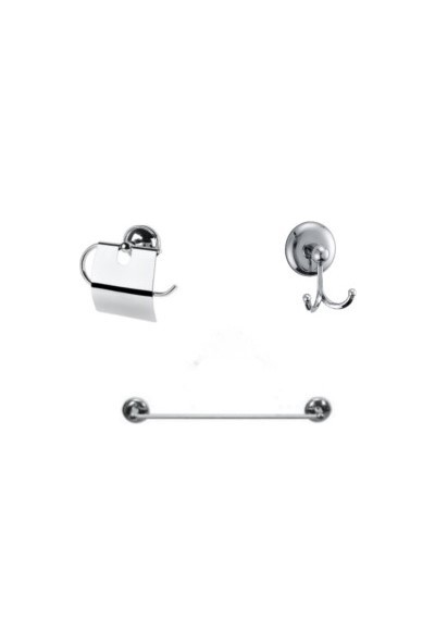 Banyo Havluluk Seti 3 Parça (Krom) - Uzun Düz Havluluk + Kapaklı Tuvalet Kağıtlığı I+ Banyo Askılığı Banyo Havluluk Seti 3 Parça (Krom) - Uzun Düz Havluluk + Kapaklı Tuvalet Kağıtlığı I+ Banyo Askılığı