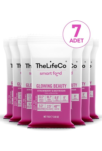 Thelifeco Smartfood Glowing Beauty Raw Bar 75GR (Çilek ve Biotinli) x 7 Adet Thelifeco Smartfood Glowing Beauty Raw Bar 75GR (Çilek ve Biotinli) x 7 Adet