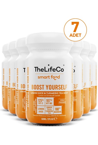 Thelifeco Smartfood Boost Yourself Shot Içecek 60ML (Limon ve Zerdeçallı) x 7 Adet Thelifeco Smartfood Boost Yourself Shot Içecek 60ML (Limon ve Zerdeçallı) x 7 Adet