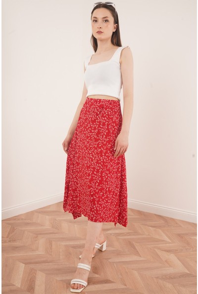 Hadise Asimetrik Kesim Desenli Etek Kırmızı Hadise Asimetrik Kesim Desenli Etek Kırmızı