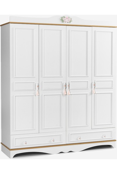 Bubu Home Palluna 4 Kapaklı Dolap Pudra