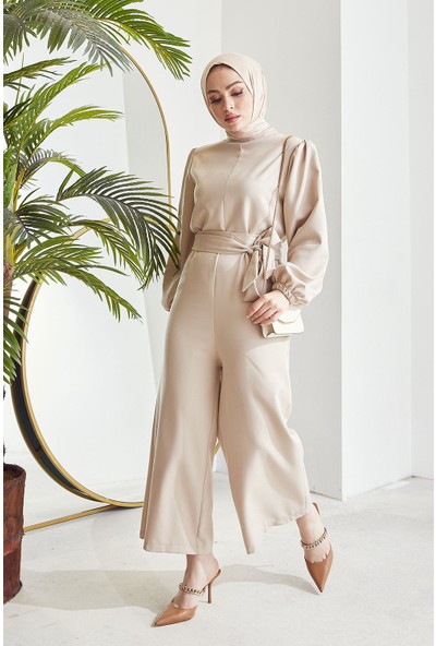 Miostil Kol Lastikli Kuşaklı Tulum-Taş Miostil Kol Lastikli Kuşaklı Tulum-Taş