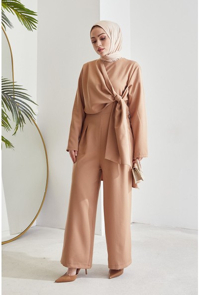 Miostil Ön Bağlama Detaylı Tulum-Camel