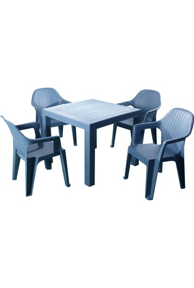 Rattan 90 x 90 Polo Plastik Masa Sandalye Takımı 2 Renk Rattan 90 x 90 Polo Plastik Masa Sandalye Takımı 2 Renk
