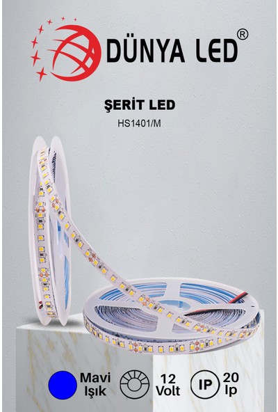 HS.1401-M 3 Çipli 5 Metre Iç Mekan Mavi Şerit LED HS.1401-M 3 Çipli 5 Metre Iç Mekan Mavi Şerit LED
