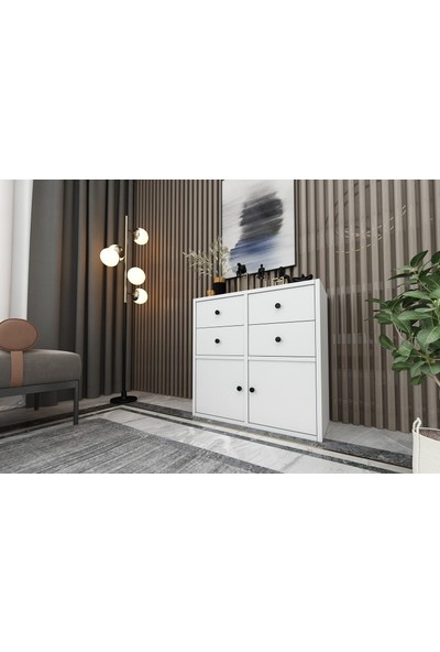Nettrends Dolapli Çekmeceli Sifonyer Beyaz 65 cm SFN-1023-Ç Nettrends Dolapli Çekmeceli Sifonyer Beyaz 65 cm SFN-1023-Ç