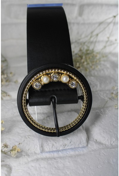 Inci Tokalı Siyah Kemer