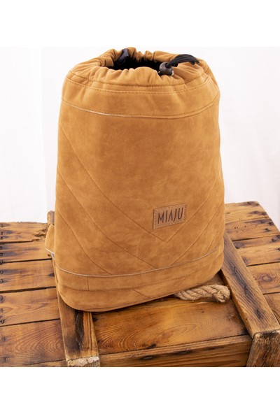 Miaju Kadife Kumaşlı Kadın Sırt Çantası Ağzı Büzgülü Seyahat Sırt Çantası Okul Çantası