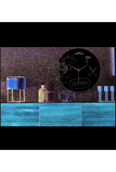 Hediyelikevi Berber Ahşap Duvar Saati 50X50 Hediyelikevi Berber Ahşap Duvar Saati 50X50