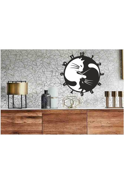 Hediyelikevi Denge Kedi Temalı Dekoratif Ahşap Duvar Saati Hediyelikevi Denge Kedi Temalı Dekoratif Ahşap Duvar Saati
