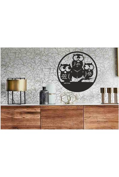 Hediyelikevi Baykuşlar Temalı Dekoratif Ahşap Duvar Saati Hediyelikevi Baykuşlar Temalı Dekoratif Ahşap Duvar Saati