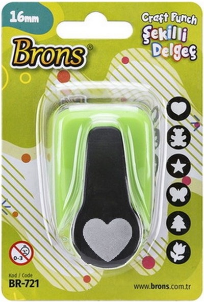 Brons Şekilli Delgeç - 16MM - Kalp Desenli (BR-721)