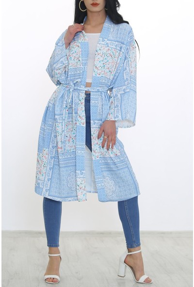 İsun Store Desenli Kimono Mavi - 2270.1393. İsun Store Desenli Kimono Mavi - 2270.1393.