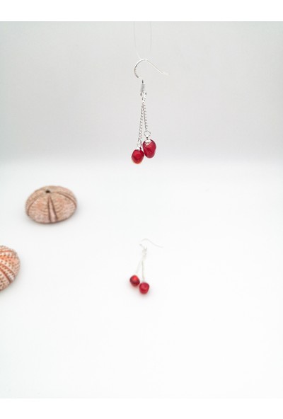 Camada Murano Cam Nar Taneli Gümüş Küpe