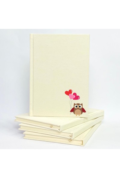 Vony Gift Kalp Balonlu Baykuş Tasarımlı Çizgisiz Kanvas Eskiz Defteri Vony Gift Kalp Balonlu Baykuş Tasarımlı Çizgisiz Kanvas Eskiz Defteri