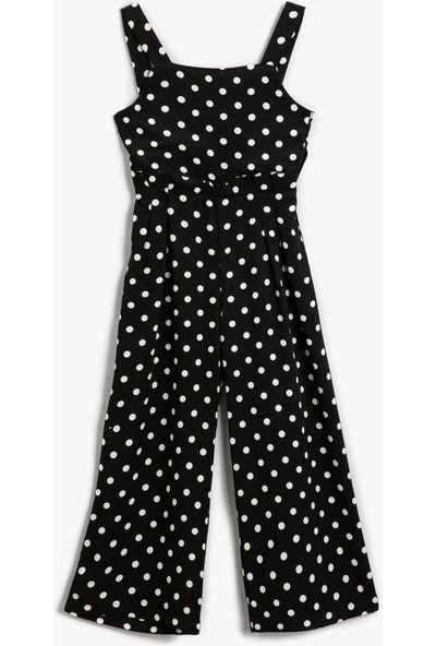 Koton Sırtı Pencere Detaylı Puantiyeli Kalın Askılı Tulum