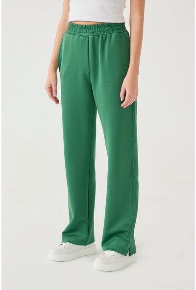 Suud Collection Yeşil Bol Paça Scuba Pantolon