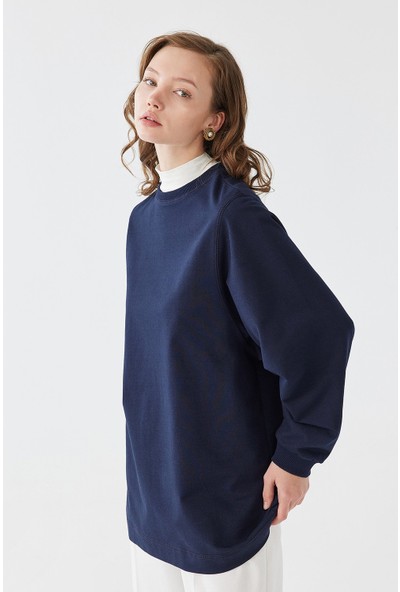 Suud Collection Lacivert Yarasa Kol Pamuklu Sweatshirt Suud Collection Lacivert Yarasa Kol Pamuklu Sweatshirt