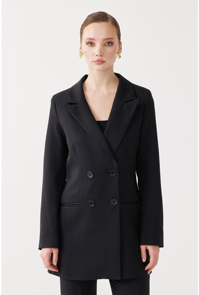 Suud Collection Siyah Oversize Düğmeli Blazer Ceket Suud Collection Siyah Oversize Düğmeli Blazer Ceket