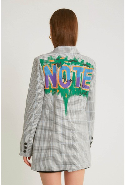 Kadın Gri Sokak Grafiti Ceket