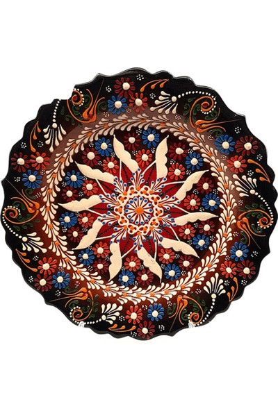 Turkuaz Çini El Sanatları 30 cm Dantel Işçiliği Çini Tabak