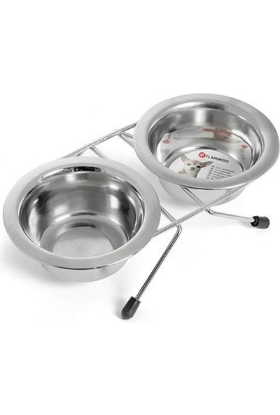 Flamingo Duo Dinner Ikili Çelik Mama Kabı 13 cm 2X380 ml Flamingo Duo Dinner Ikili Çelik Mama Kabı 13 cm 2X380 ml