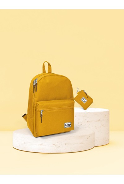 Yaygan Coral High Lüx Hardal Sırt Çanta + Para Çanta Set 9