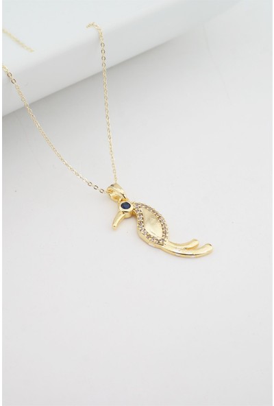 By Zeyna Aksesuar Kadın Papağan Figürlü Zirkon Taşlı Kolye