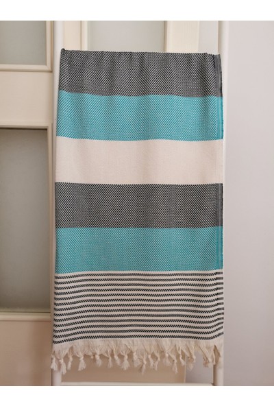 Melis Home Peştemal, Banyo Havlusu, Plaj Havlusu , Hasır Turkuaz-Siyah Melis Home Peştemal, Banyo Havlusu, Plaj Havlusu , Hasır Turkuaz-Siyah