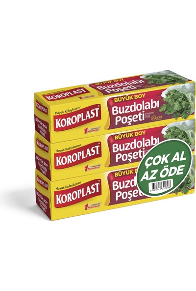Koroplast Buzdolabı Poşeti 3’lü Büyük 30X45 cm 20'li