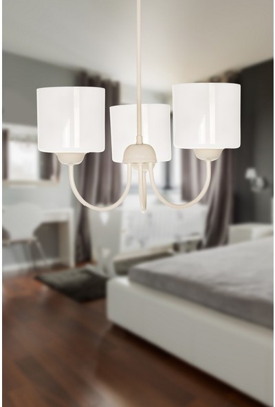 Begüsa Alin 3.lü Avize Beyaz Şeffaf Cam