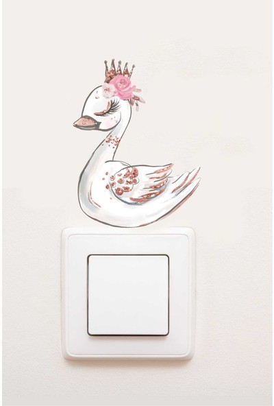 Piksel Grafik Kuğu Çocuk Odası Priz Sticker Piksel Grafik Kuğu Çocuk Odası Priz Sticker