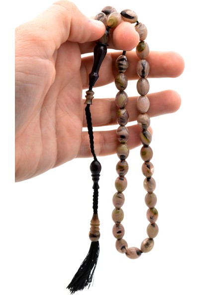 Murty99 Usta Işi Sistemli Beyzi Kesim Hareli Bej Sıkma Kehribar Tesbih 081