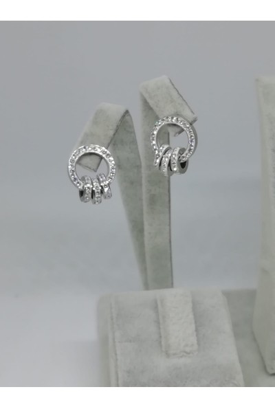 Eke Butik Beyaz Altın Taşlı Küpe