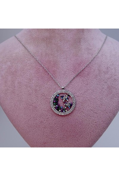 Tesbih Rüyası Renkli Kelebek Dünyası Gümüş Hayalet Kolye