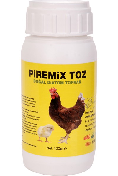Piremix PİR-100 Tavuk Biti Köpek Kedi Piresi Etkisizleştiren Doğal Diatom Toprak Di-Ar Ultra 100 gr Piremix PİR-100 Tavuk Biti Köpek Kedi Piresi Etkisizleştiren Doğal Diatom Toprak Di-Ar Ultra 100 gr