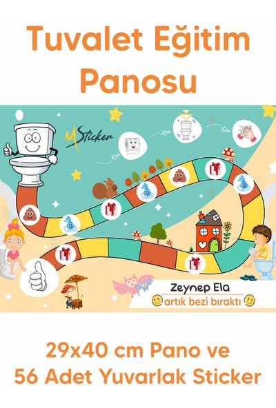 Msticker Eğlenceli ve Eğitici Tuvalet Eğitimi Sticker Panosu 29X42CM Msticker Eğlenceli ve Eğitici Tuvalet Eğitimi Sticker Panosu 29X42CM
