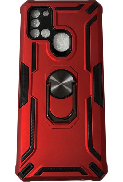 Teknocase Samsung Galaxy A21S Uyumlu -Kamera Korumalı -Magnetli -Tank Kılıf Kırmızı Teknocase Samsung Galaxy A21S Uyumlu -Kamera Korumalı -Magnetli -Tank Kılıf Kırmızı