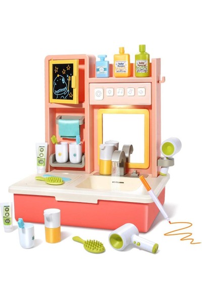Can Oyuncak Kutulu Pilli ve Işıklı Lavabo Banyo Dolaplı Pembe Can Oyuncak Kutulu Pilli ve Işıklı Lavabo Banyo Dolaplı Pembe