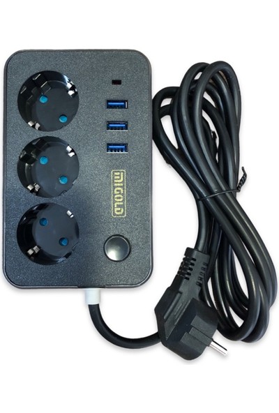 Mi Gold Mıgold Termal Akım Korumalı USB Çıkışlı 2 mt Çoklu Priz Mi Gold Mıgold Termal Akım Korumalı USB Çıkışlı 2 mt Çoklu Priz
