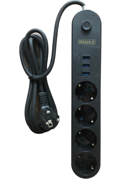 Mi Gold Mıgold Termal Akım Korumalı USB Çıkışlı 2 mt Çoklu Priz Mi Gold Mıgold Termal Akım Korumalı USB Çıkışlı 2 mt Çoklu Priz