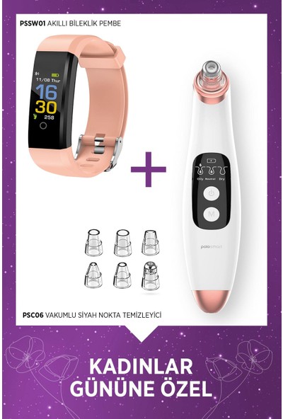 Polosmart PSSW01 Akıllı Bileklik Pembe + PSC06 Vakumlu Siyah Nokta Temizleme Cihazı Özel Set Polosmart PSSW01 Akıllı Bileklik Pembe + PSC06 Vakumlu Siyah Nokta Temizleme Cihazı Özel Set