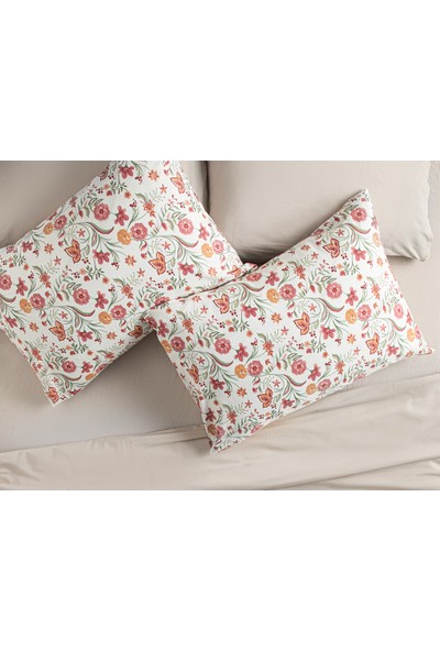 English Home Blissful Garden Pamuklu 2'li Yastık Kılıfı 50 x 70 cm Pembe