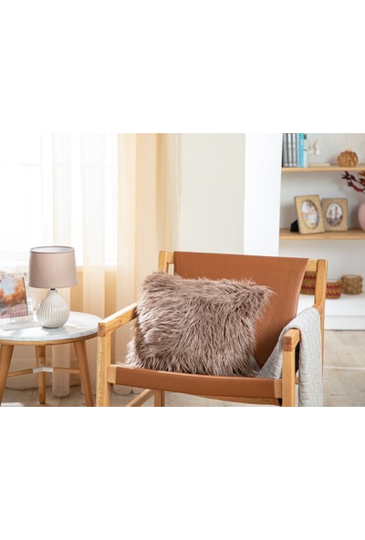 English Home Jade Peluş Kırlent Kılıfı 45 x 45 cm Kahverengi